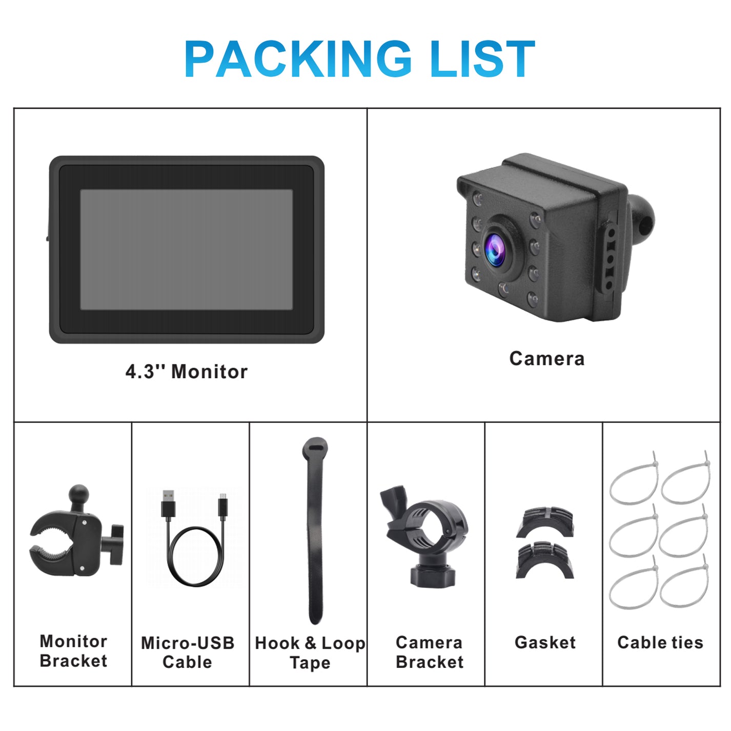 PARKVISION 1080P Bike Mirror Camera with 8-LED Night Vision,110° view ...